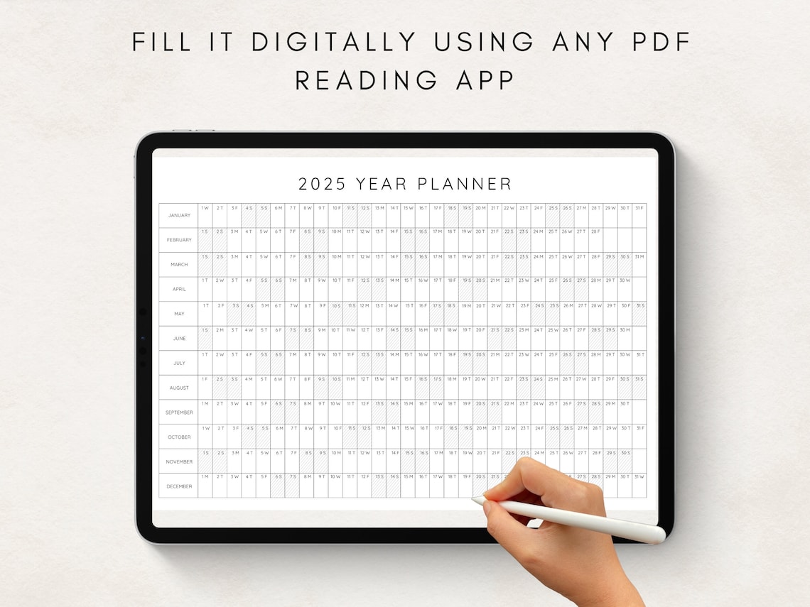 2025 Year Planner Printable, Yearly Planning Calendar, Calendar Poster ...