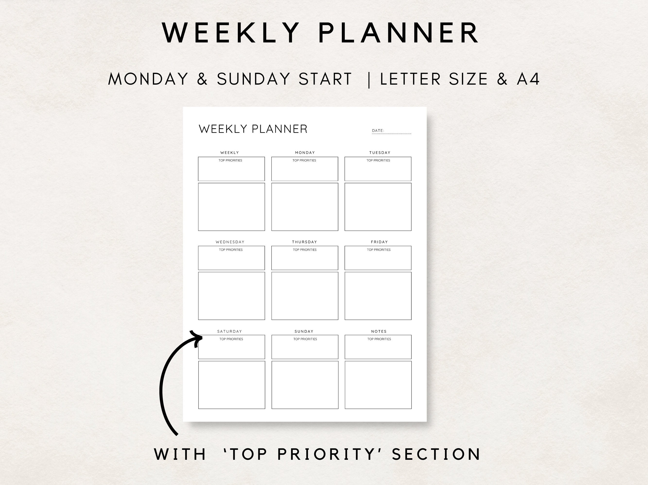 Weekly Schedule Printable, Weekly Planner, Weekly Agenda, Week at a ...