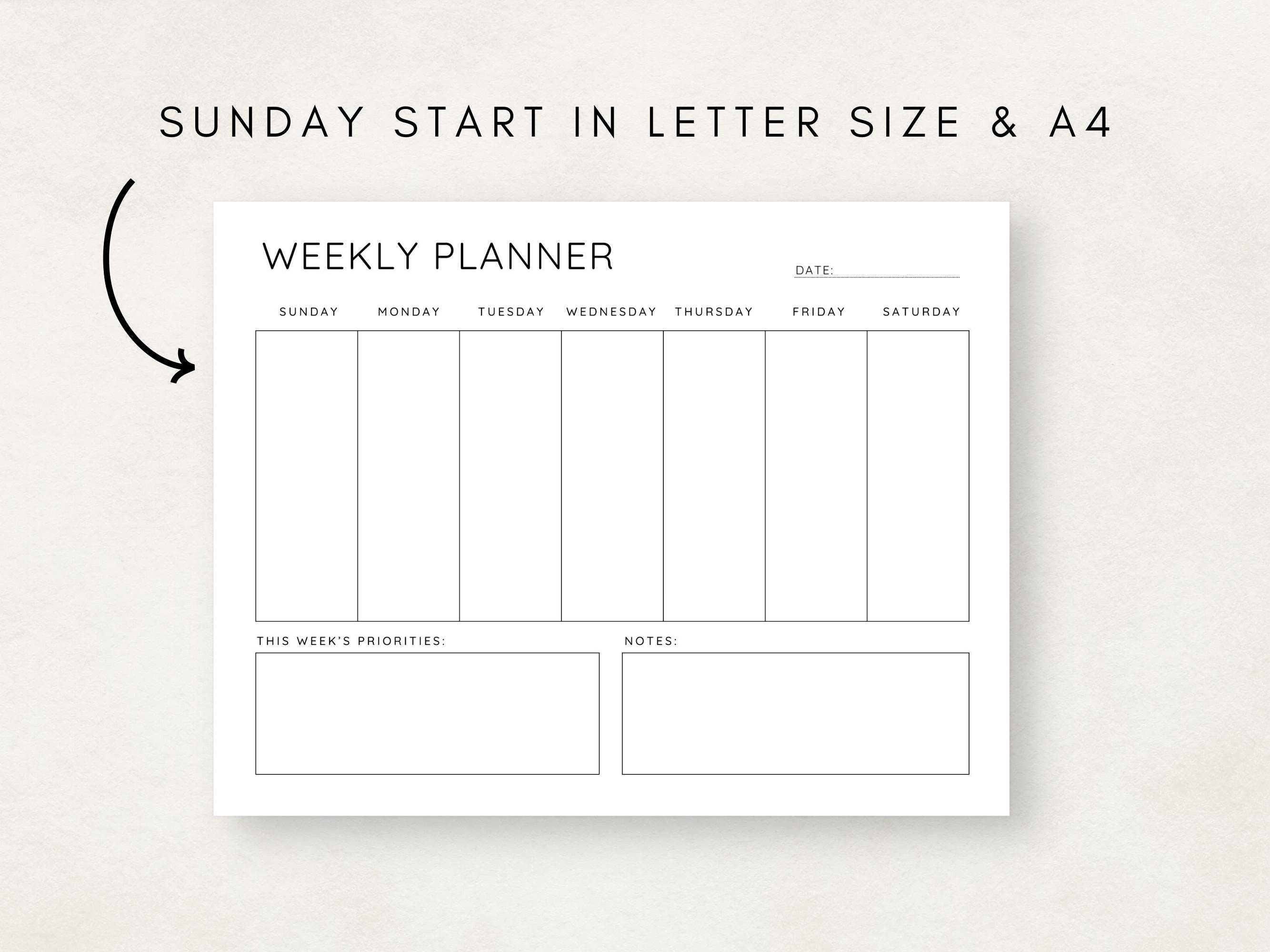 Weekly Planner Printable, Weekly Schedule, Week at a Glance, Weekly ...