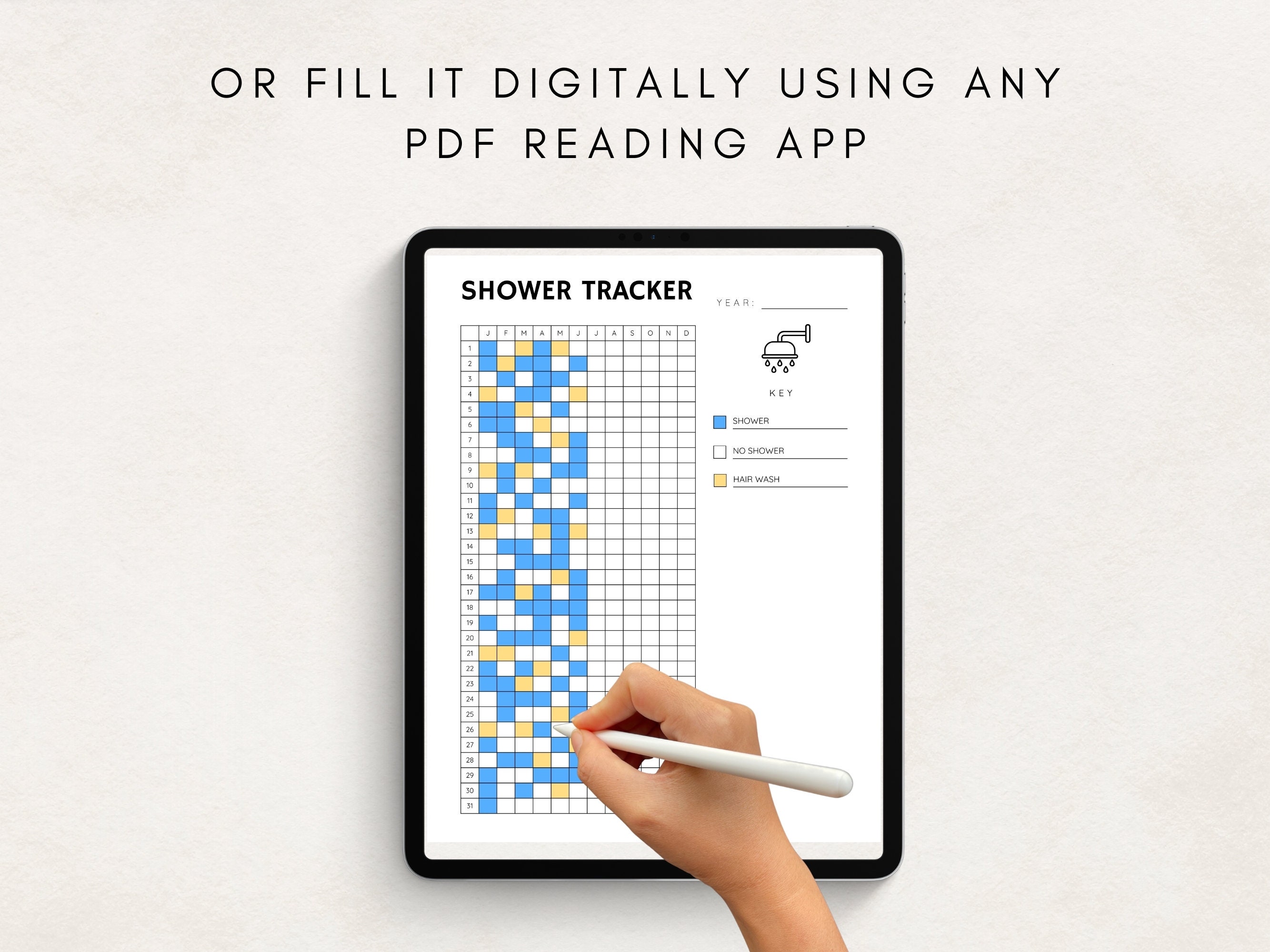Shower Tracker, Yearly Tracker, Bullet Journal, Planner Template ...