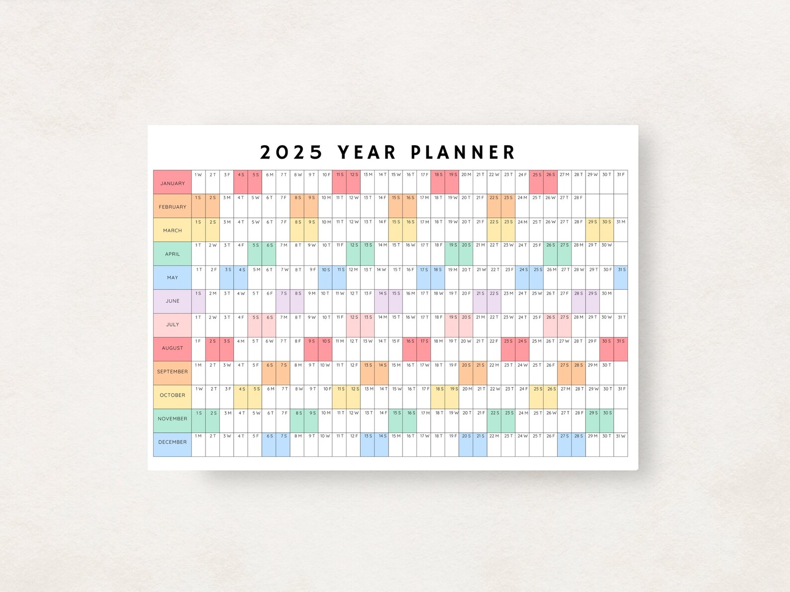 2024-2025 Yearly Planner, Year Planning Calendar, Calendar Poster, 2024 ...