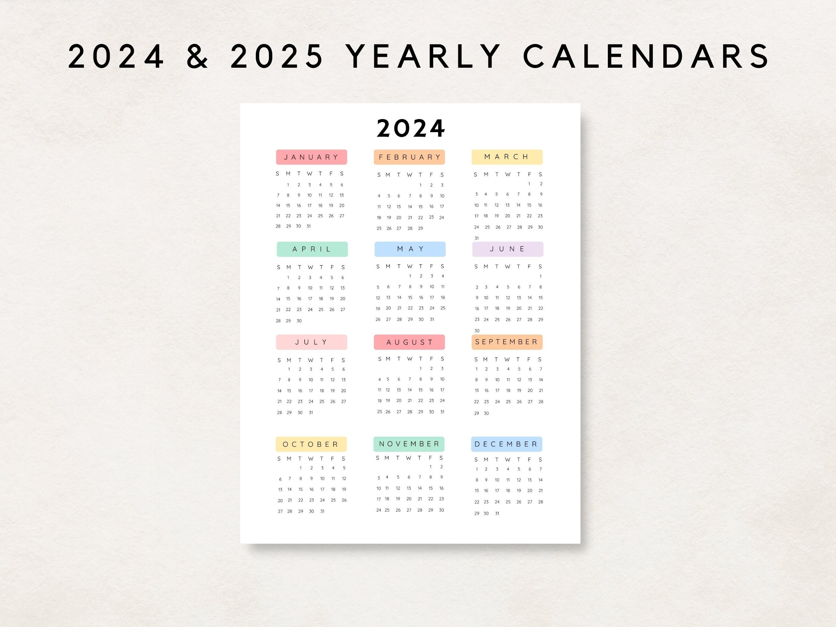 2024-2025 Yearly Calendar, Printable Calendar, 2024-2025 Calendar ...