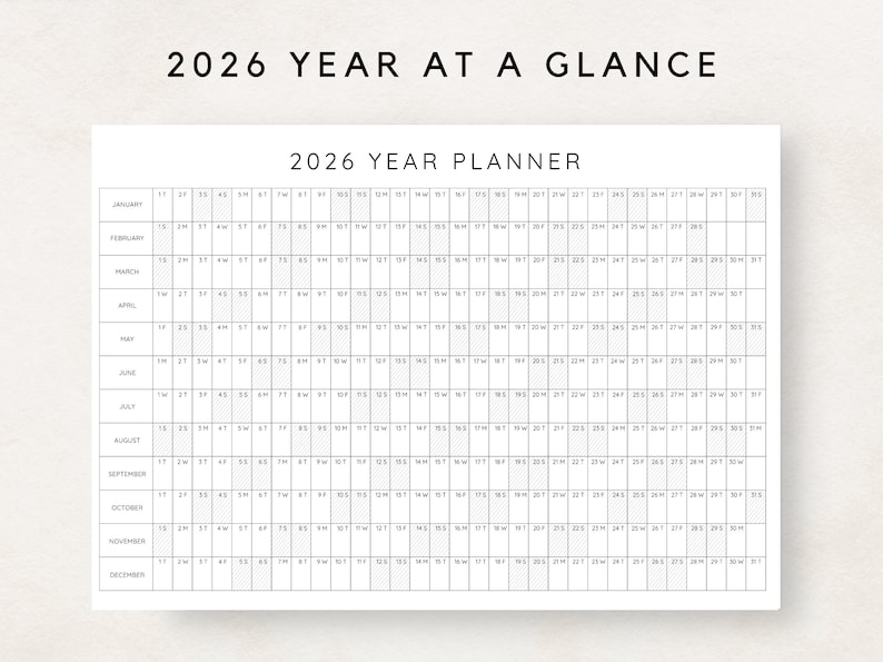 2026 Year Planner Printable, Yearly Planning Calendar, Calendar Poster ...