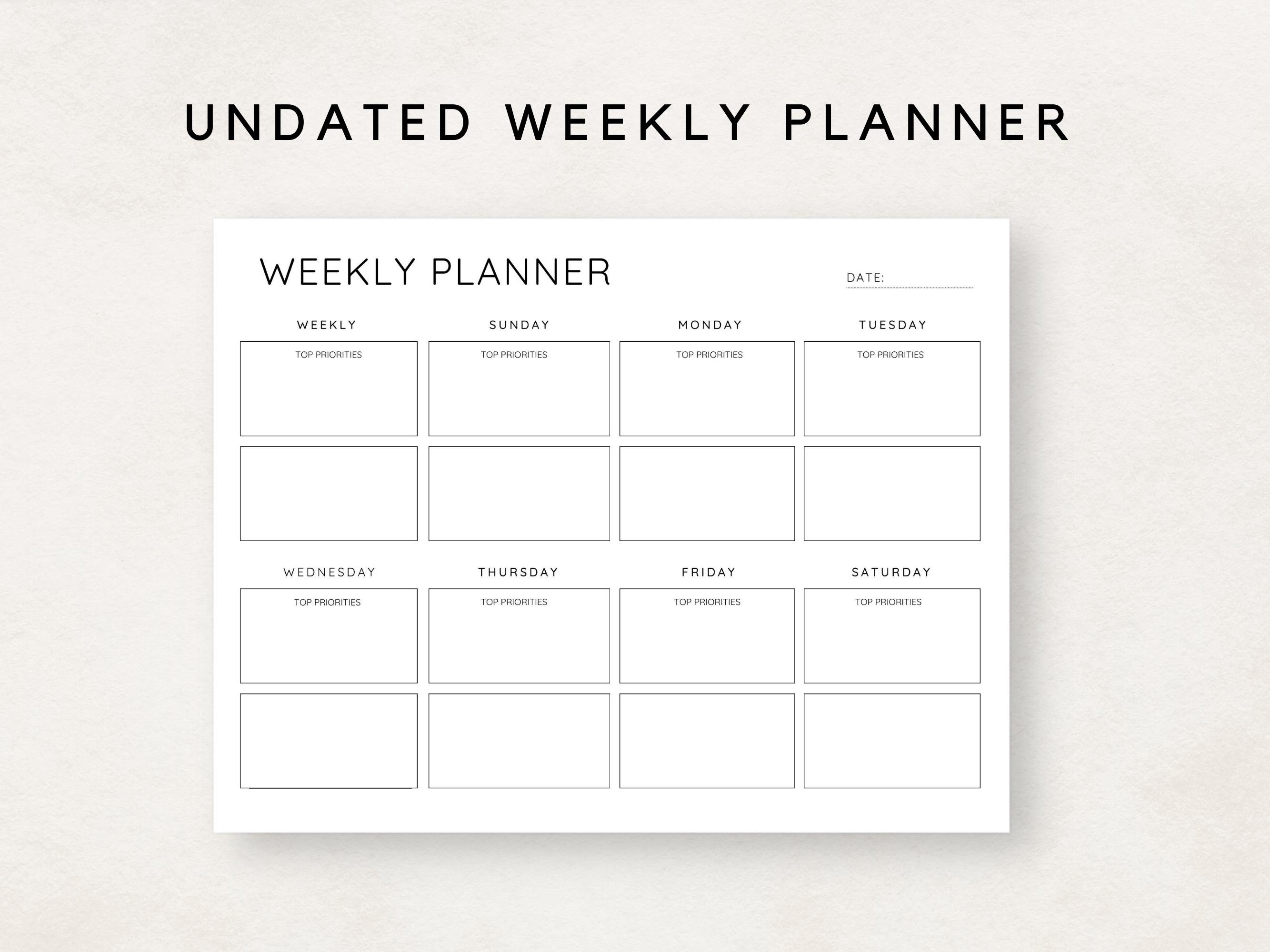 Weekly Planner Printable, Weekly Schedule, Weekly Agenda, Week at a ...