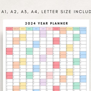2024 Yearly Planner Printable, Yearly Planning Calendar, Calendar ...