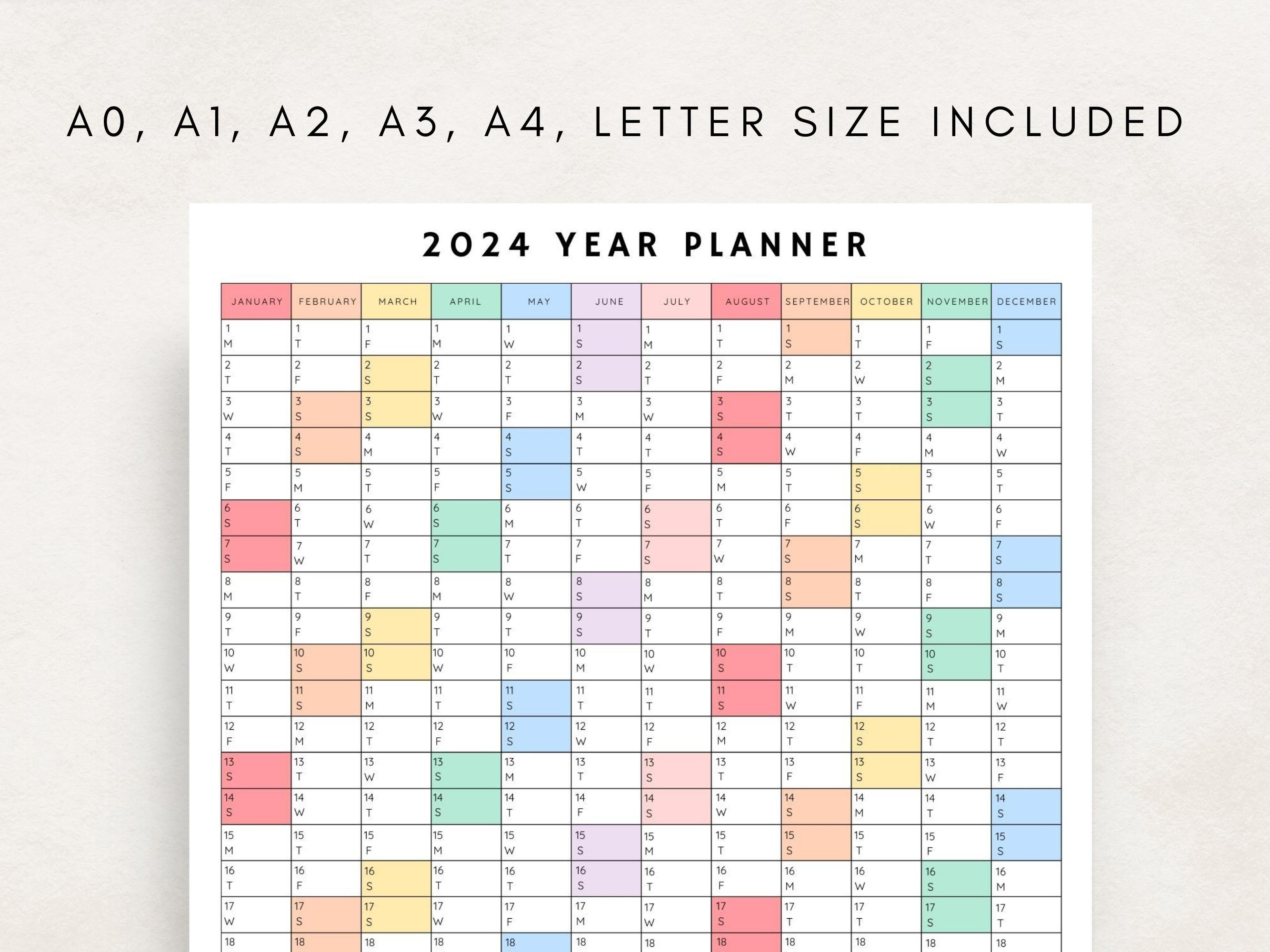 2024 Yearly Planner Printable, Yearly Planning Calendar, Calendar ...