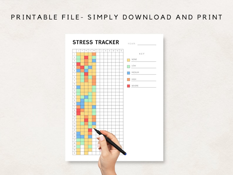 Stress Tracker Printable, Anxiety Tracker, Anxiety Journal, Mental ...