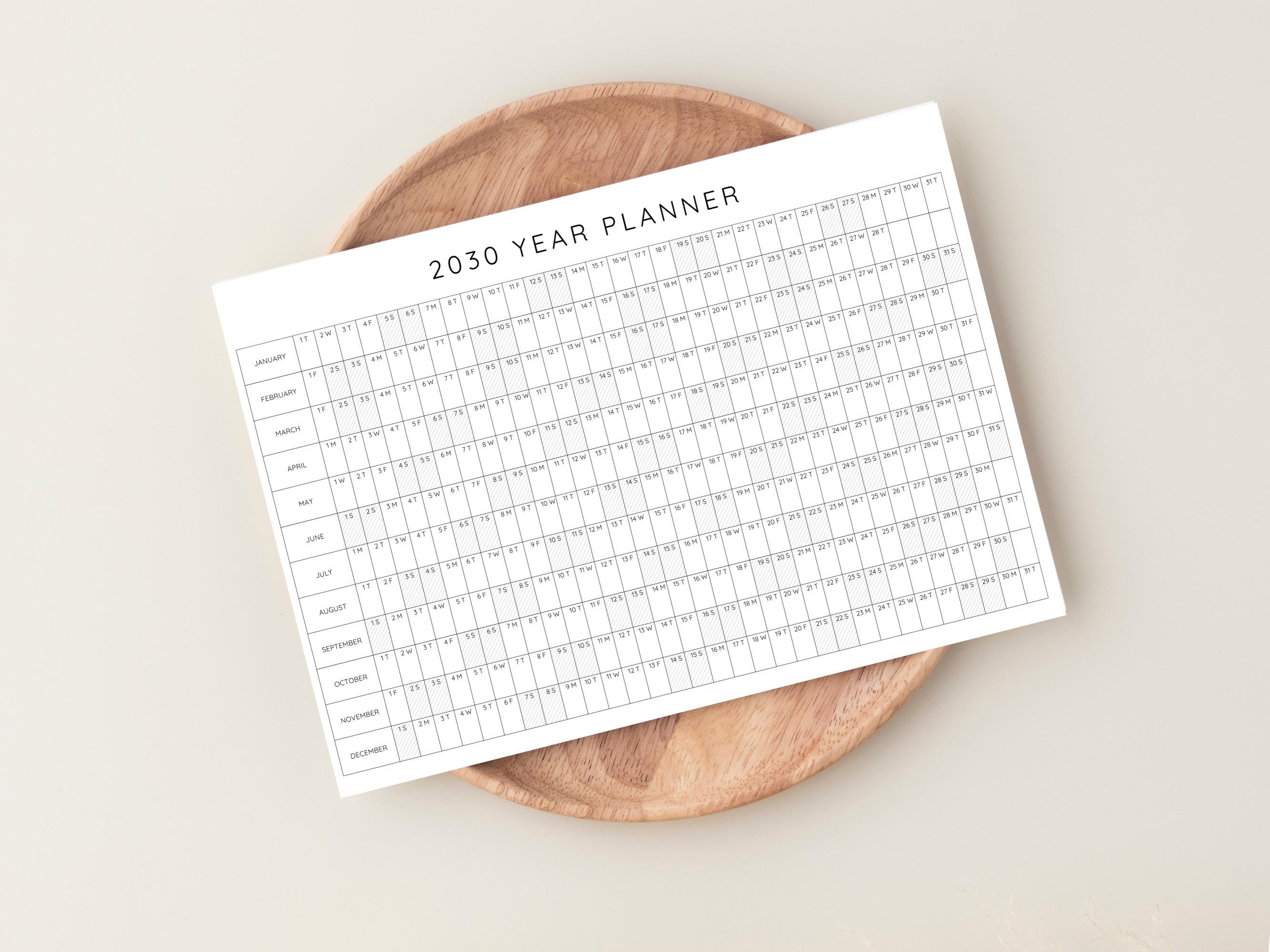 2029-2030 Yearly Planner, Year Planning Calendar, Calendar Poster, 2029 ...