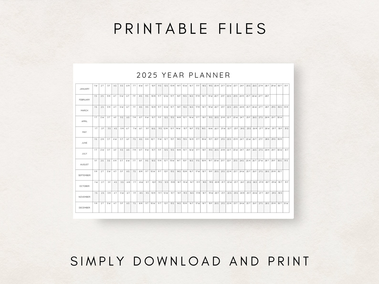 2025 Year Planner Printable, Yearly Planning Calendar, Calendar Poster ...