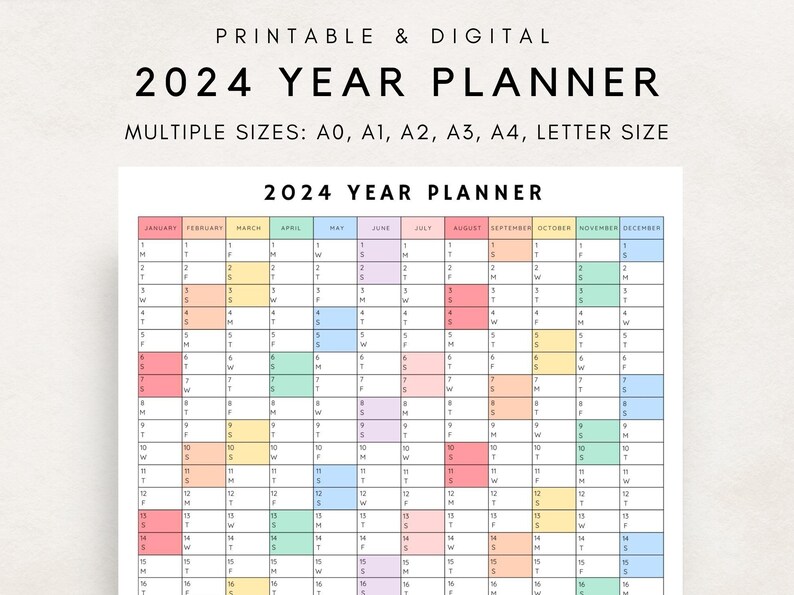 2024 Yearly Planner Printable, Yearly Planning Calendar, Calendar ...