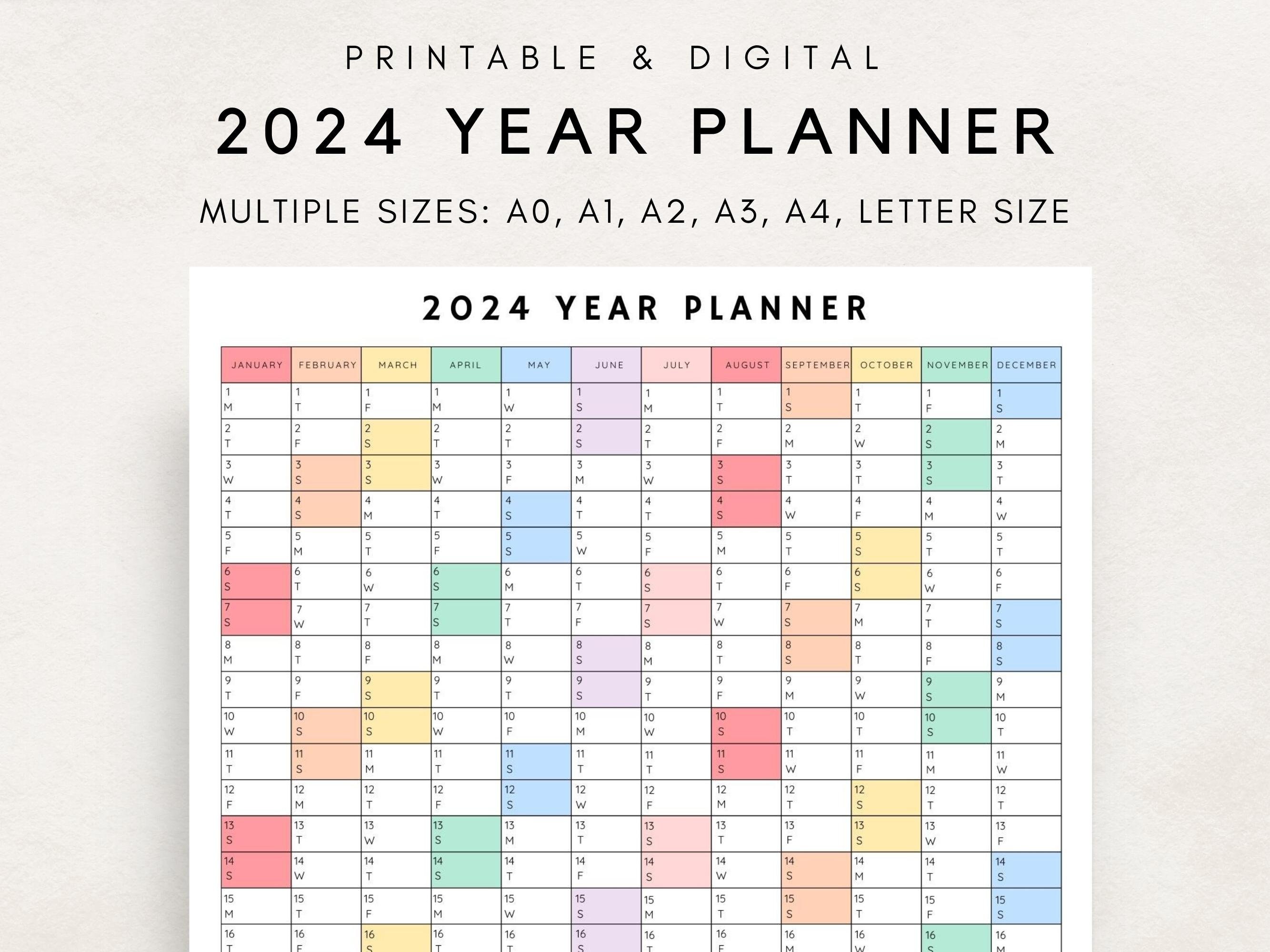 2024 Yearly Planner Printable, Yearly Planning Calendar, Calendar ...