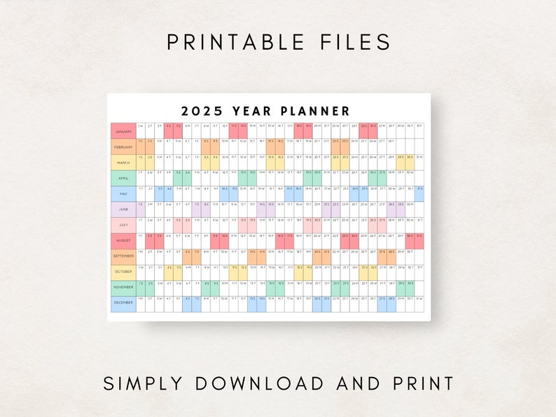2025 Year Planner Printable, Yearly Planning Calendar, 2025 Calendar ...