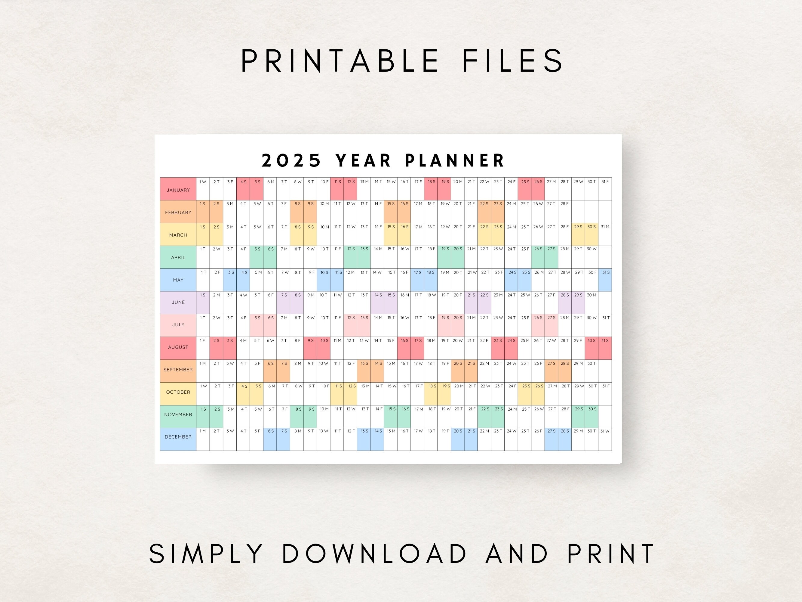2025 Year Planner Printable, Yearly Planning Calendar, 2025 Calendar ...