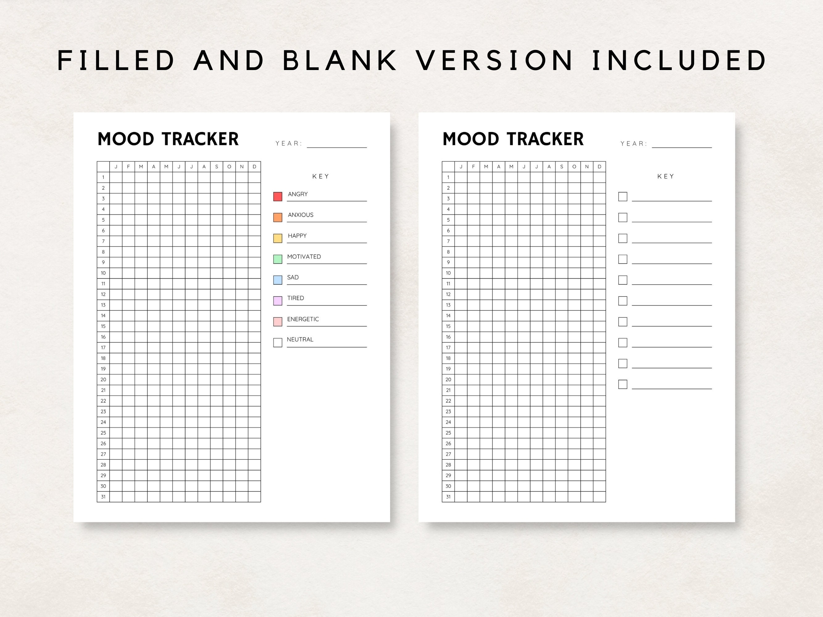 Yearly Tracker Bundle, Yearly Tracker, Year in Pixels, Yearly Habit ...