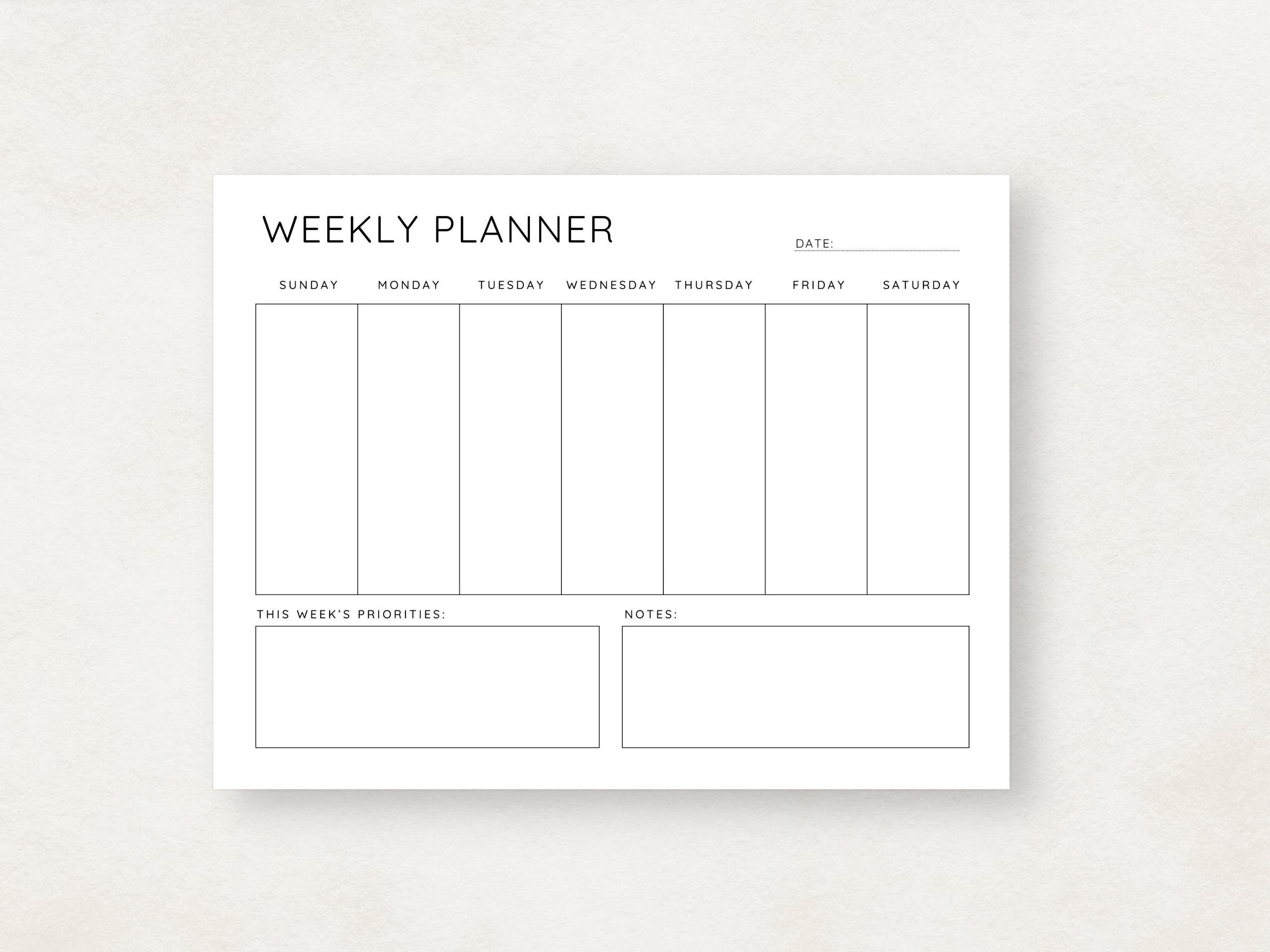Weekly Planner Printable, Weekly Schedule, Week at a Glance, Weekly ...