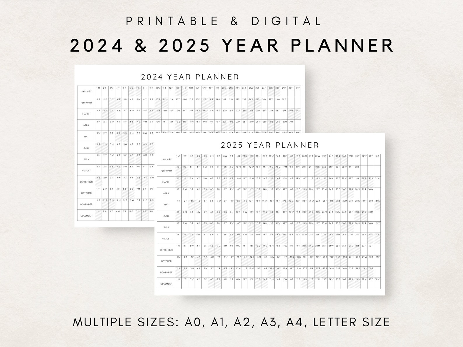 2024-2025 Yearly Planner, Year Planning Calendar, Calendar Poster, 2024 ...