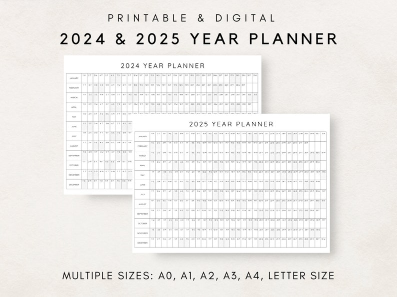 2024-2025 Yearly Planner, Year Planning Calendar, Calendar Poster, 2024 ...