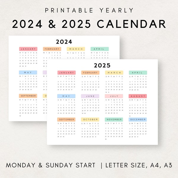 2024 2025 Wall Calendar Printable - Etsy