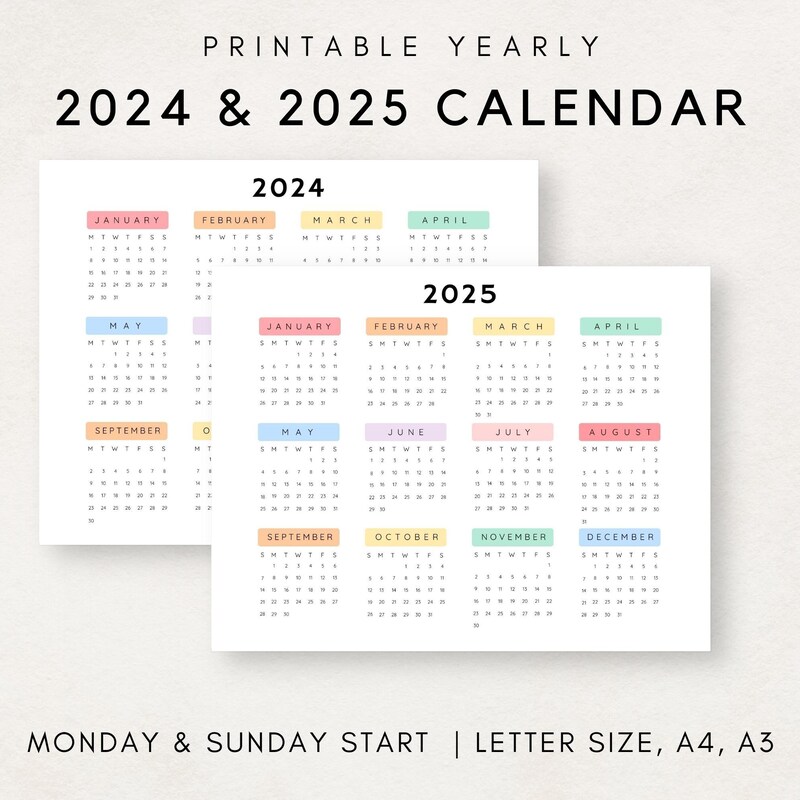 Yearly Calendar - Etsy