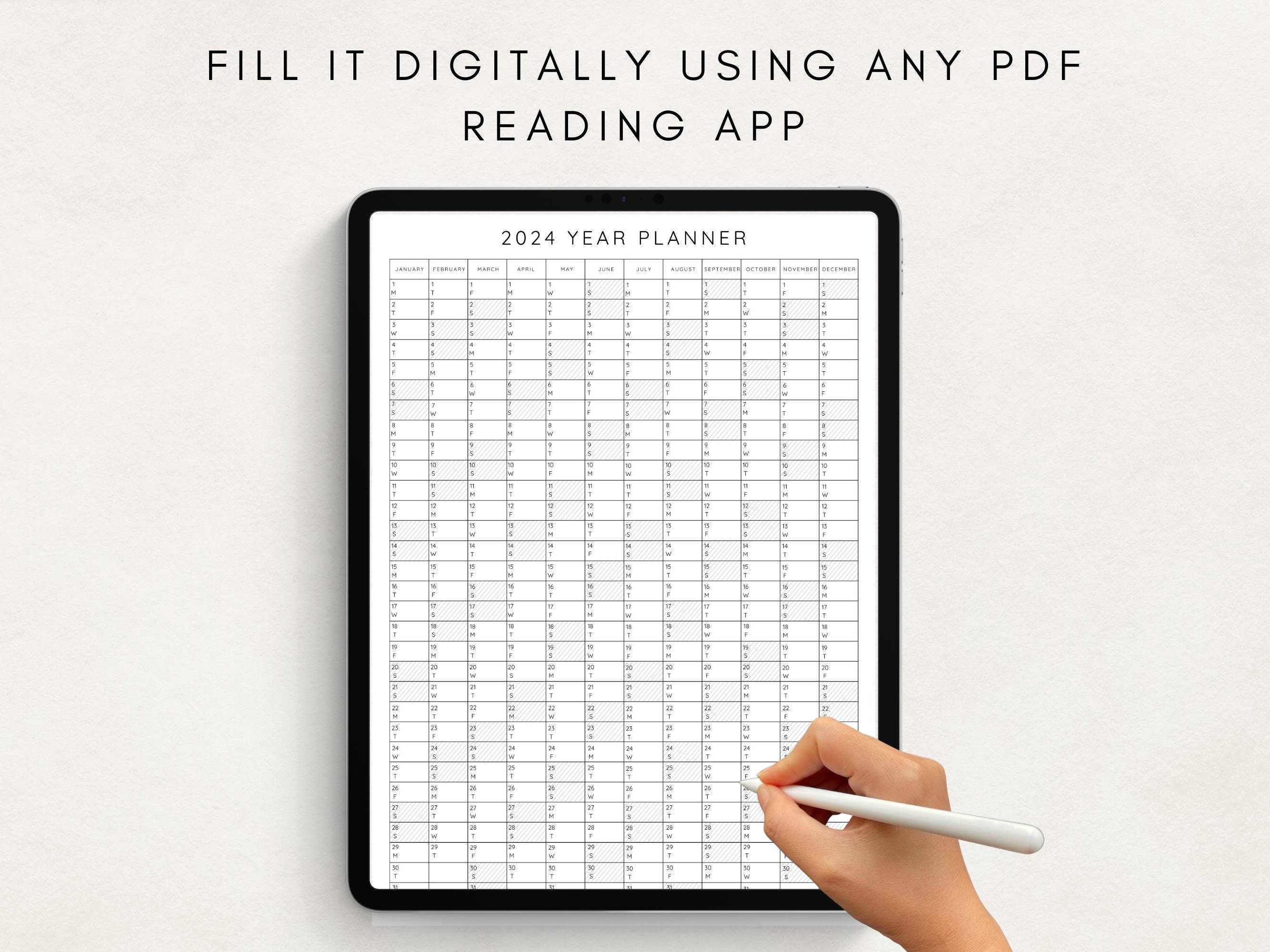 2024 Yearly Planner Printable, Yearly Planning Calendar, Calendar ...