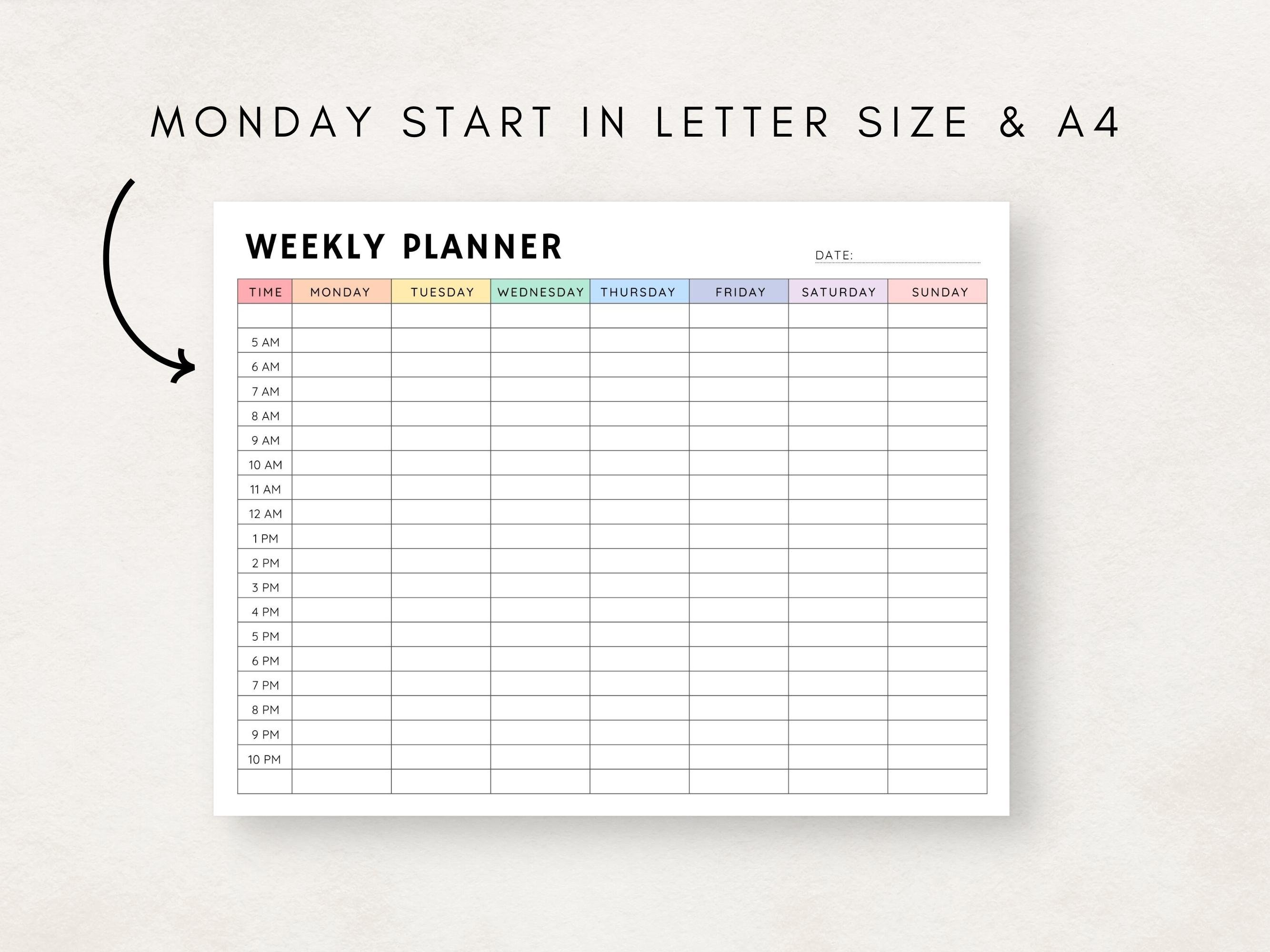 Weekly Hourly Planner Printable, Hourly Weekly Schedule, Hourly Planner ...