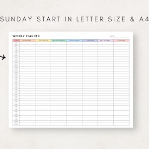 Half Hour Weekly Schedule, Half Hour Planner, Weekly Half Hourly Plan ...
