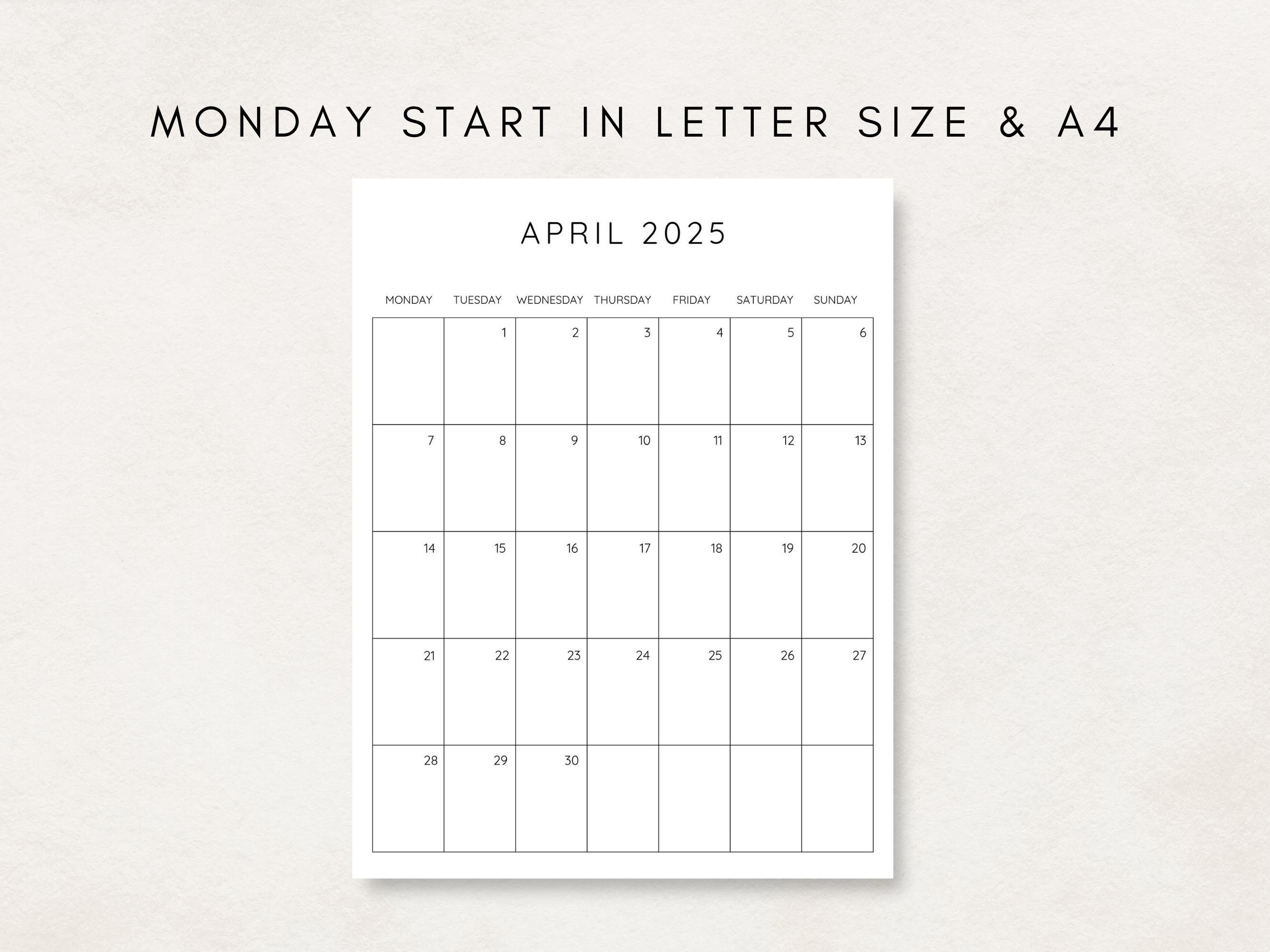 Calendar 2024- 2025 Printable, Monthly Calendar, Fillable Calendar ...