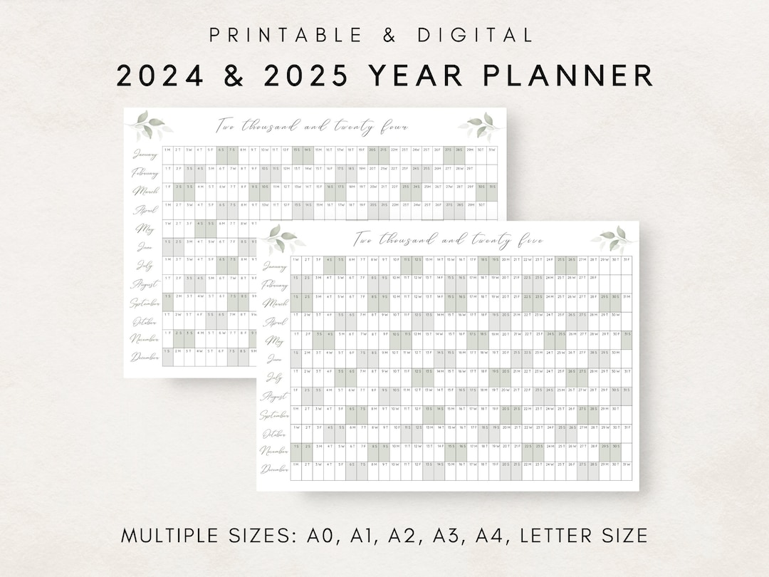 2024-2025 Yearly Planner, Year Planning Calendar, Calendar Poster, 2024 ...