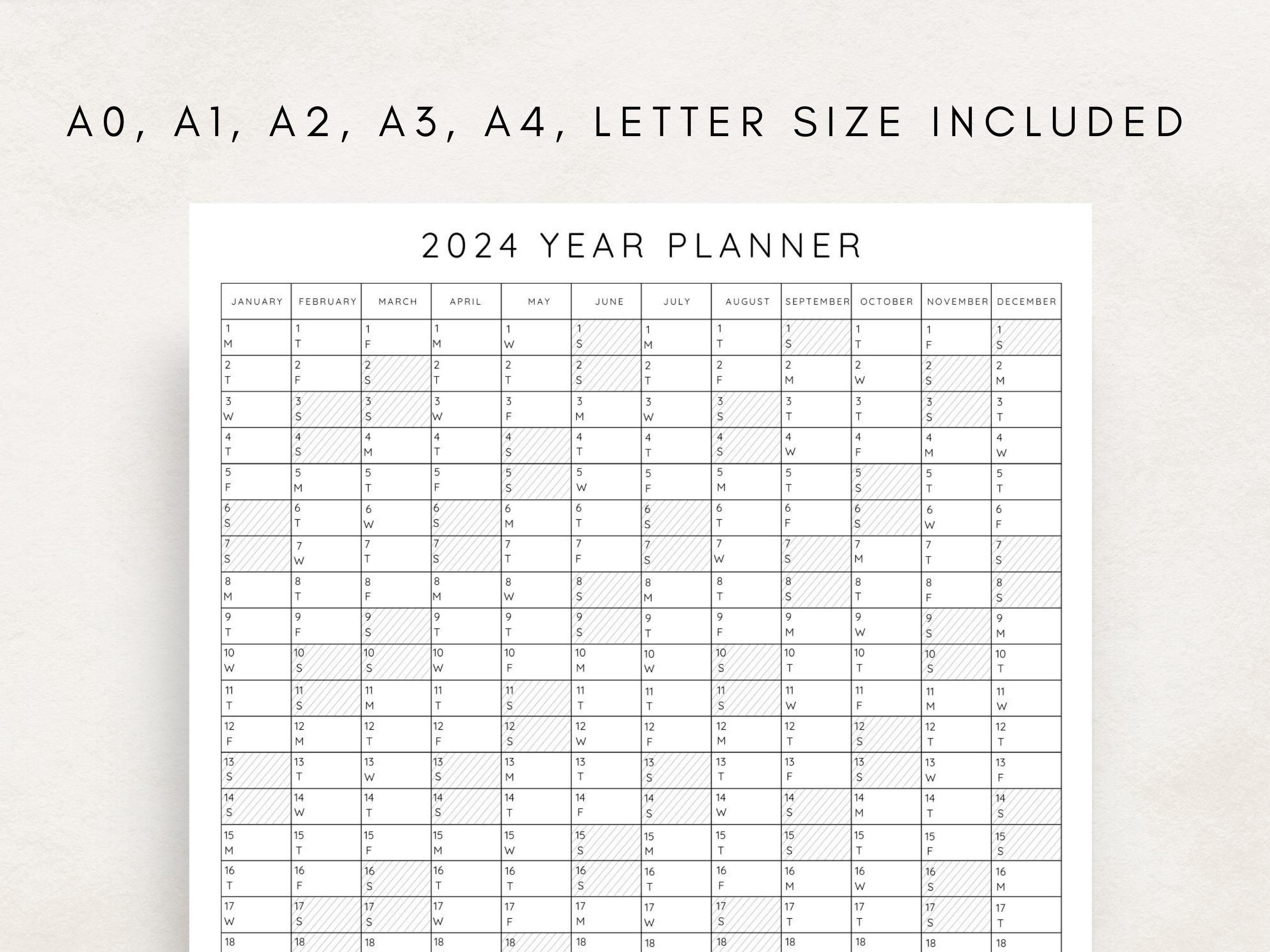 2024 Yearly Planner Printable, Yearly Planning Calendar, Calendar ...