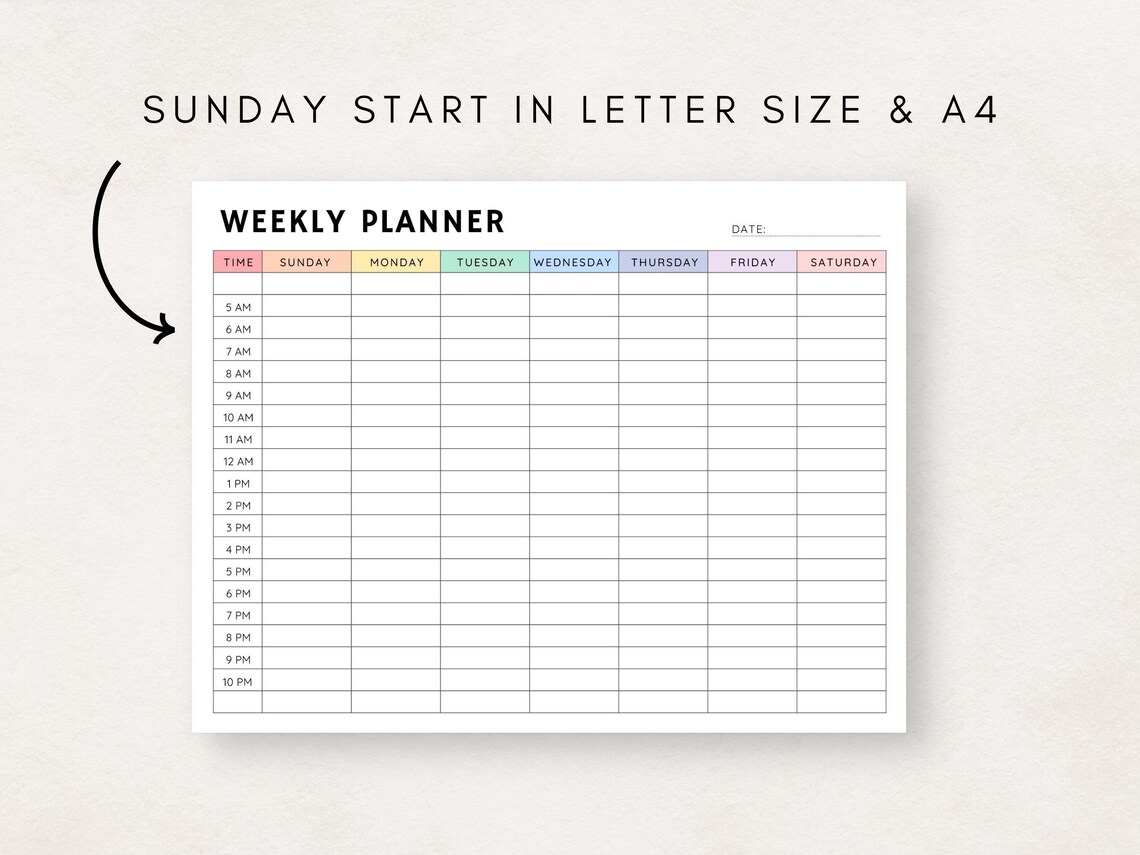 Weekly Hourly Planner Printable, Hourly Weekly Schedule, Hourly Planner ...