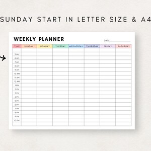 Weekly Hourly Planner Printable, Hourly Weekly Schedule, Hourly Planner ...