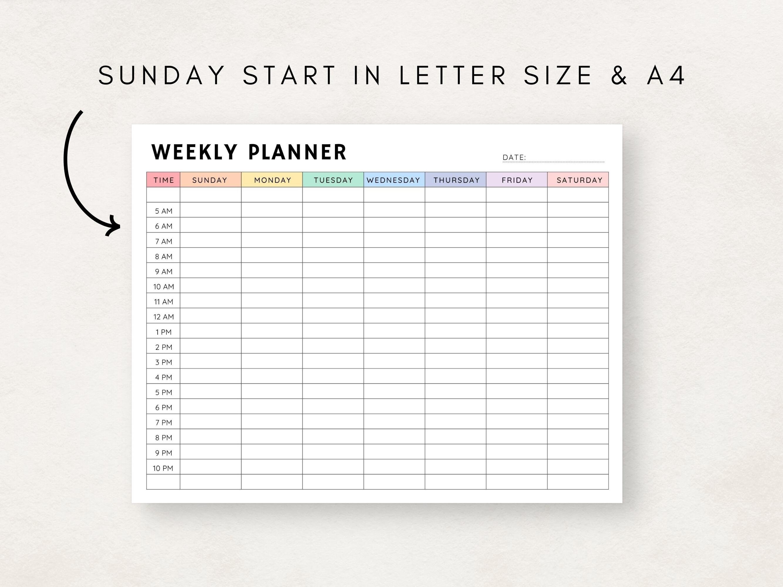 Weekly Hourly Planner Printable, Hourly Weekly Schedule, Hourly Planner ...