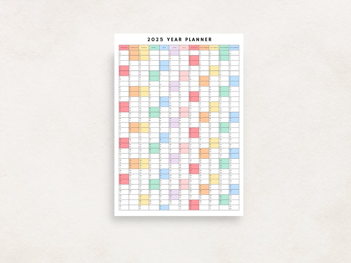2024-2025 Yearly Planner Printable, Year Planning Calendar, Calendar ...