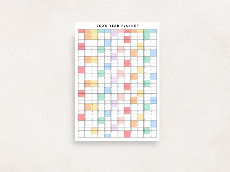 2024-2025 Yearly Planner Printable, Year Planning Calendar, Calendar ...