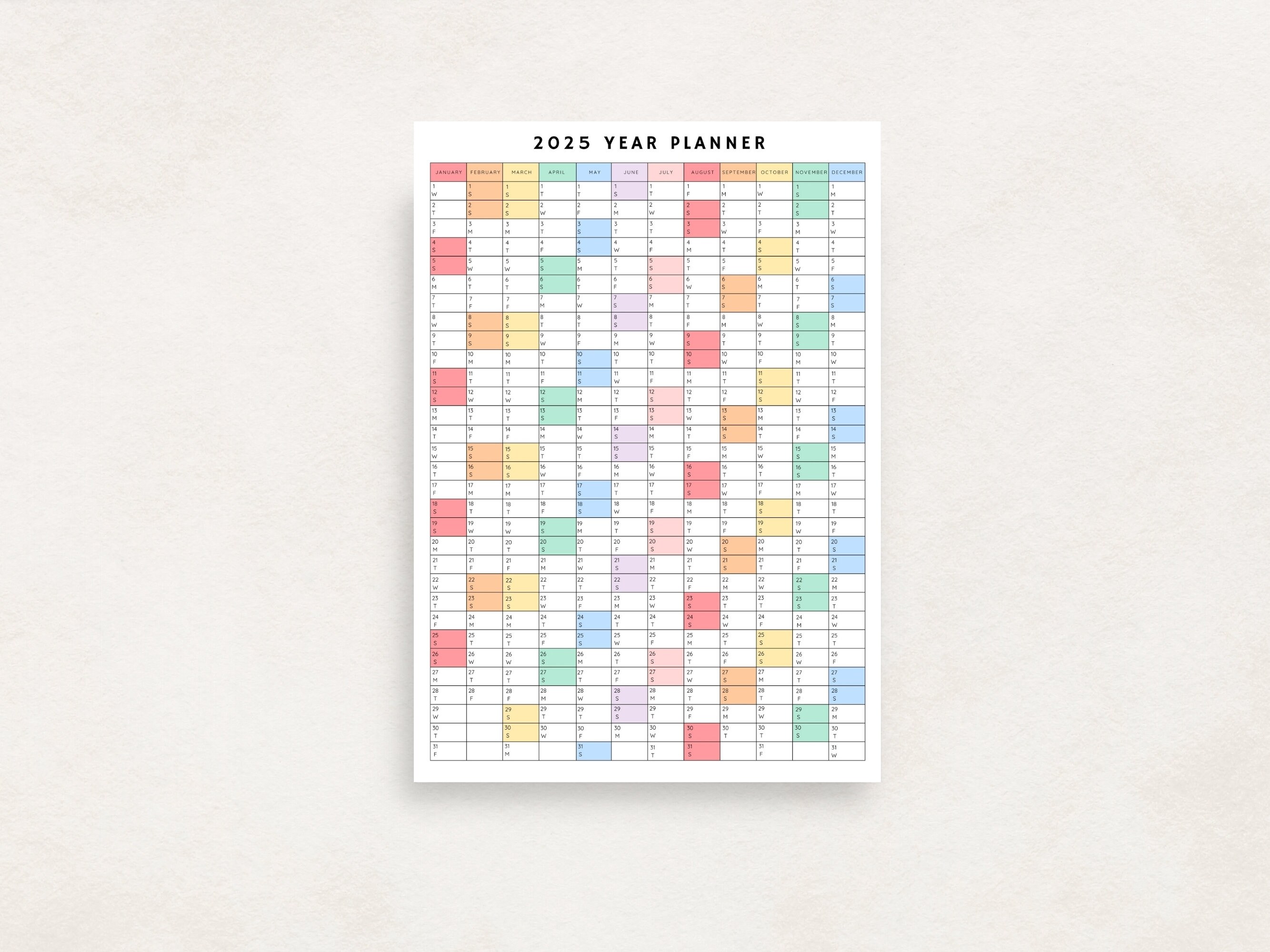 2024-2025 Yearly Planner Printable, Year Planning Calendar, Calendar ...