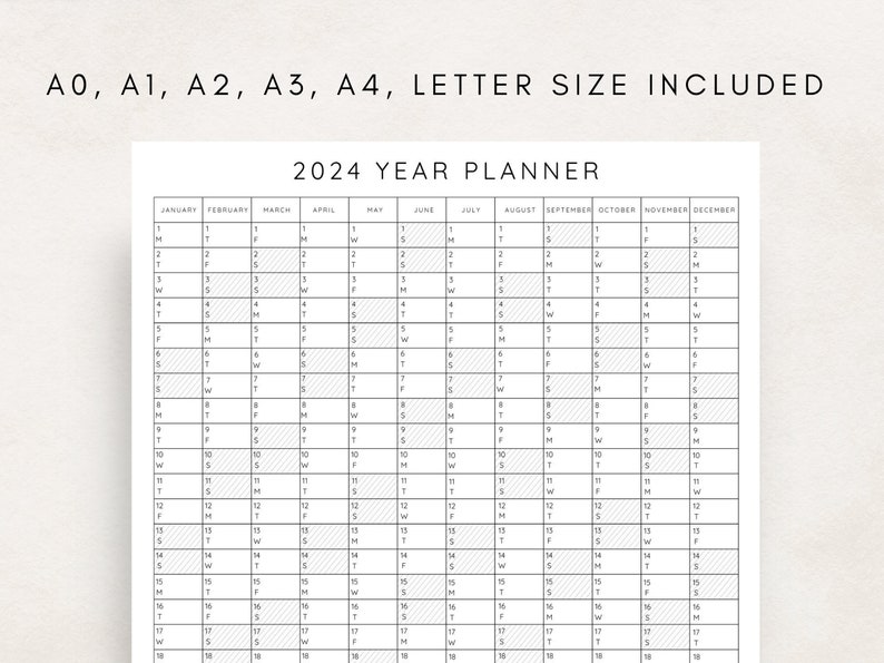 2024-2025 Yearly Planner, Year Planning Calendar, Calendar Poster, 2024 ...