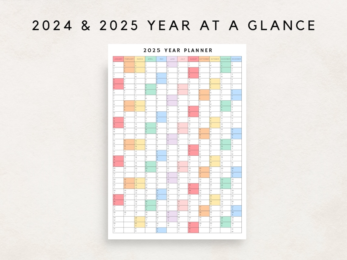2024-2025 Yearly Planner Printable, Year Planning Calendar, Calendar ...
