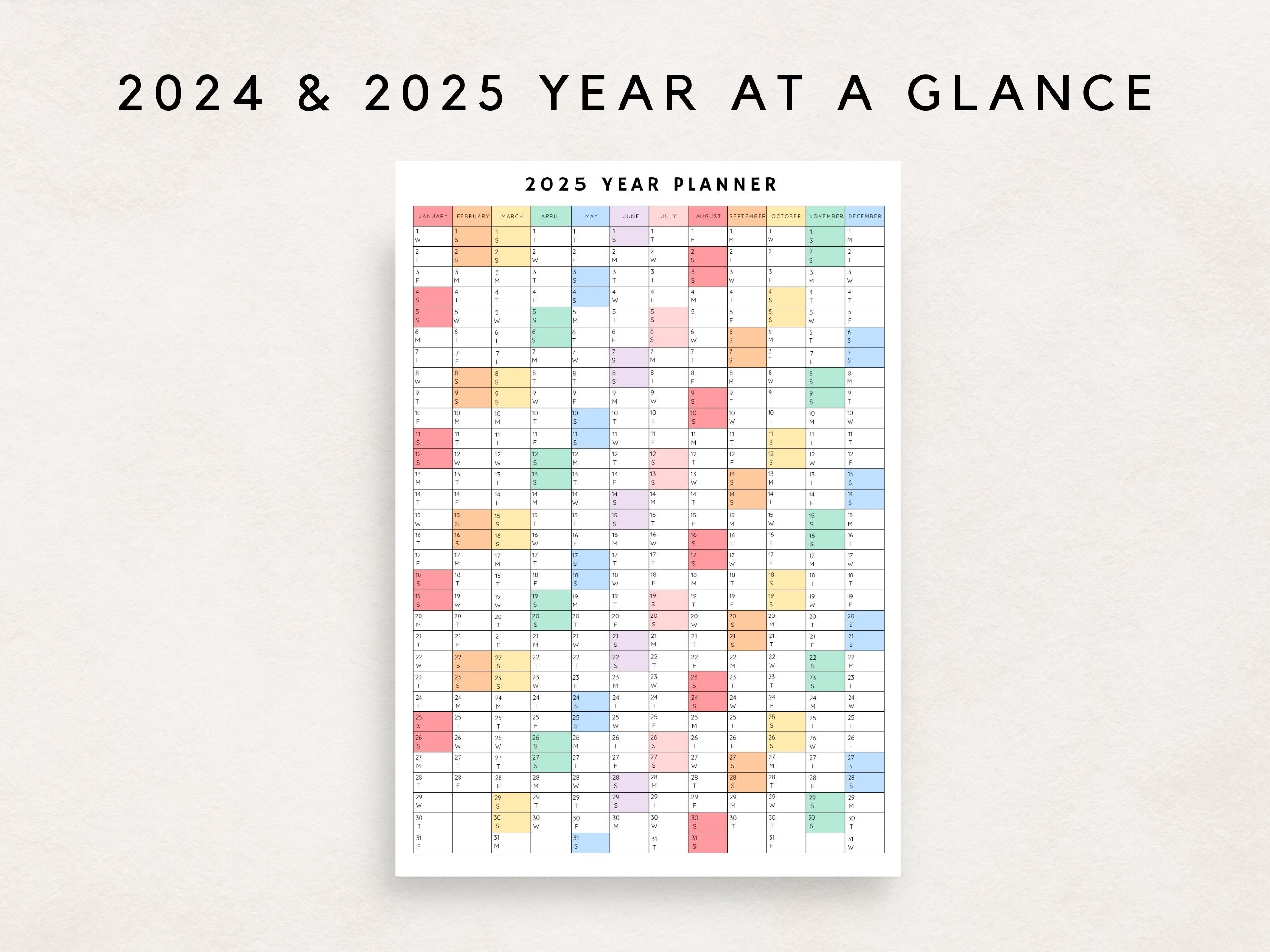 2024-2025 Yearly Planner Printable, Year Planning Calendar, Calendar ...