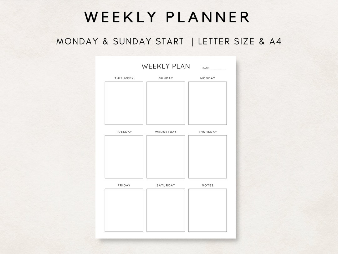 Weekly Schedule, Weekly Agenda, Week at a Glance, Weekly Schedule ...