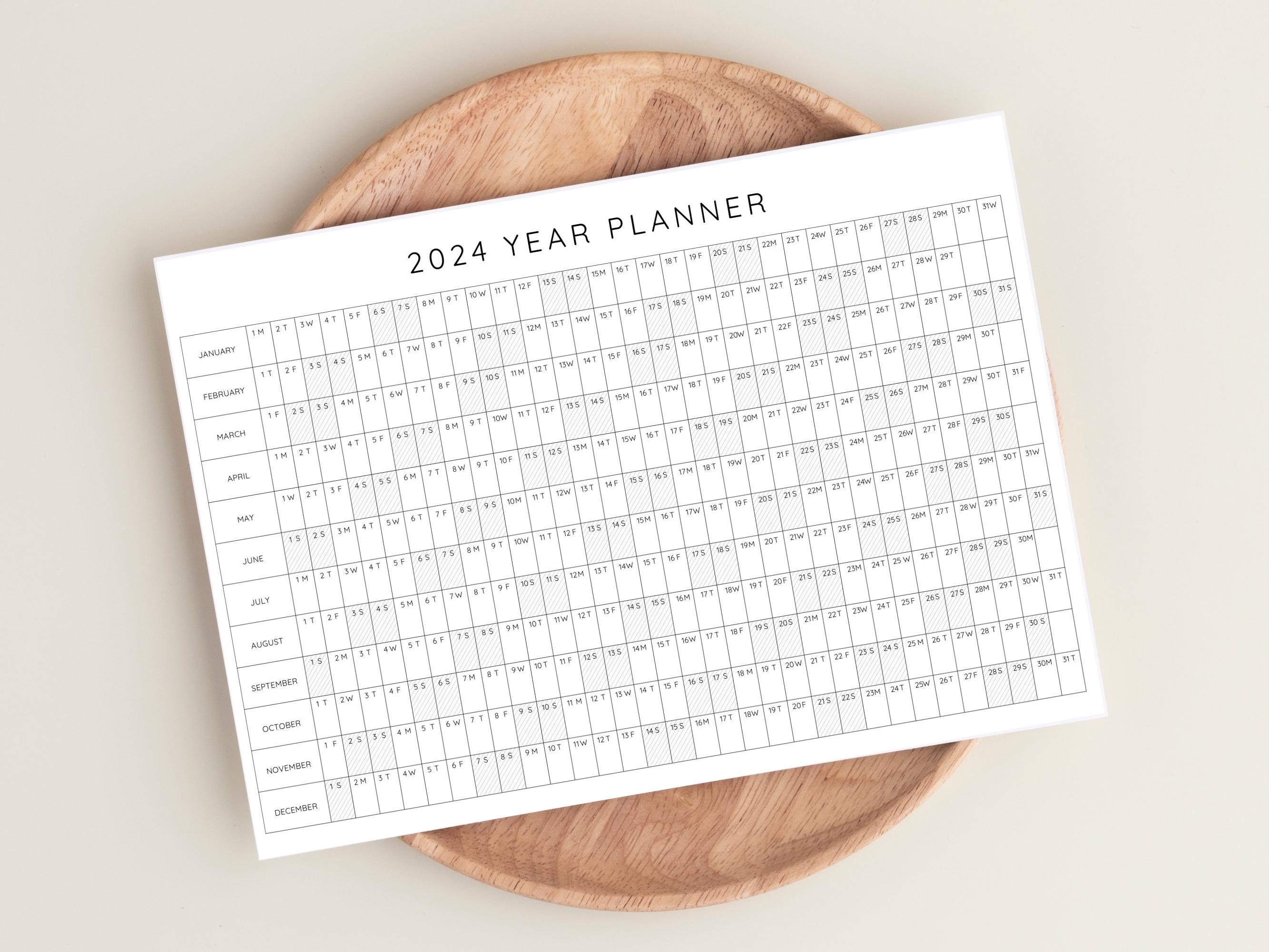 2024 Year Planner Printable, Yearly Planning Calendar, Calendar Poster ...