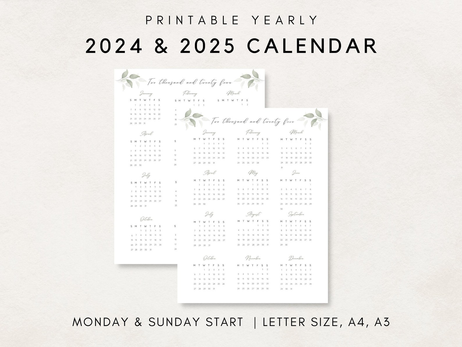 2024-2025 Yearly Calendar, Printable Calendar, 2024-2025 Calendar ...