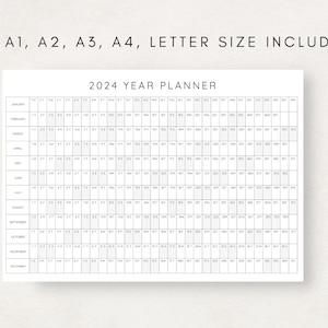 2024 Year Planner Printable, Yearly Planning Calendar, Calendar Poster ...