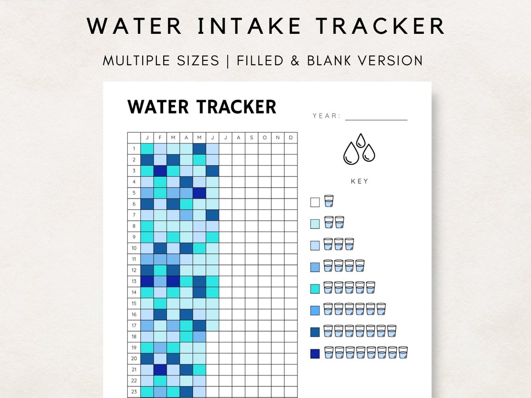 Water Tracker Printable, Water Intake, Water Tracker, Hydration Tracker ...