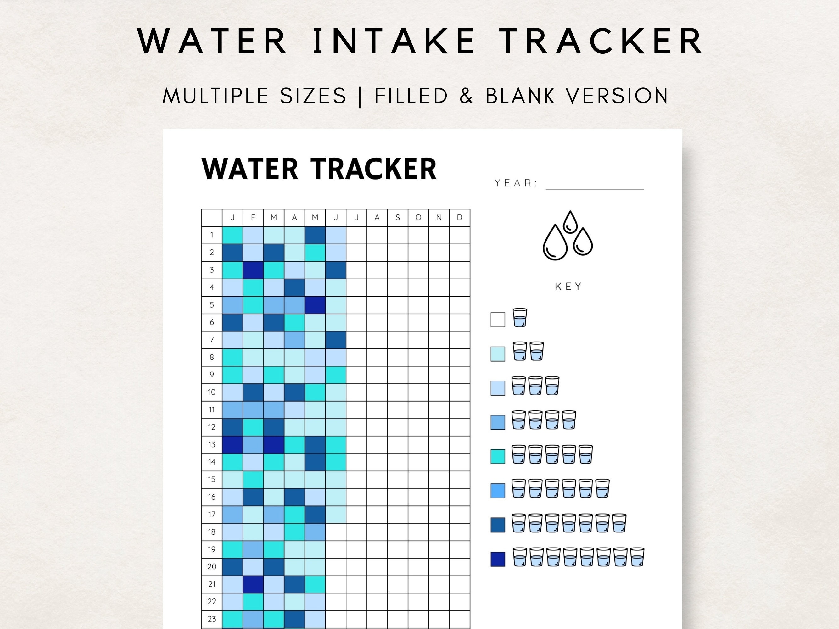 Water Tracker Printable, Water Intake, Water Tracker, Hydration Tracker ...