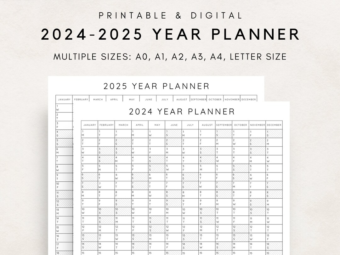 2024-2025 Yearly Planner, Year Planning Calendar, Calendar Poster, 2024 ...