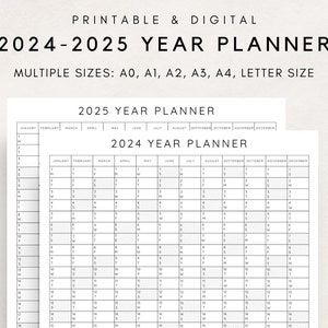 2024-2025 Yearly Planner, Year Planning Calendar, Calendar Poster, 2024 ...