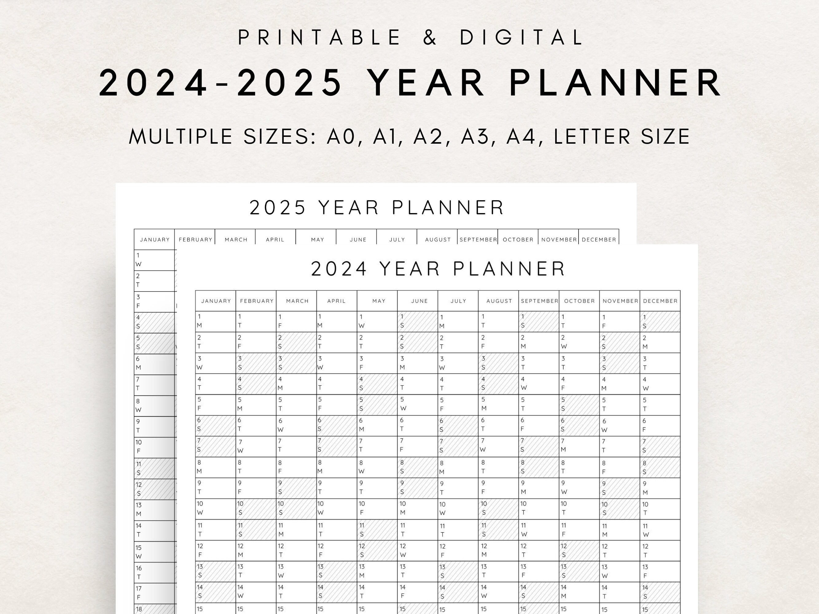 2024-2025 Yearly Planner, Year Planning Calendar, Calendar Poster, 2024 ...