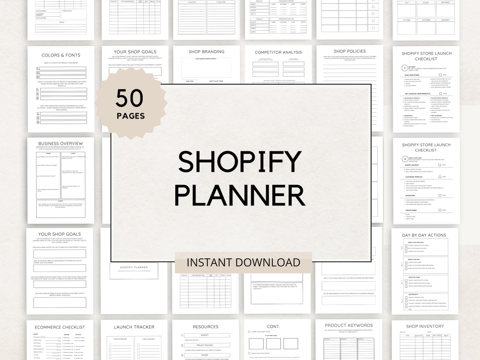 Shopify Planner, Shopify Store Planner Printable, Shopify Business ...