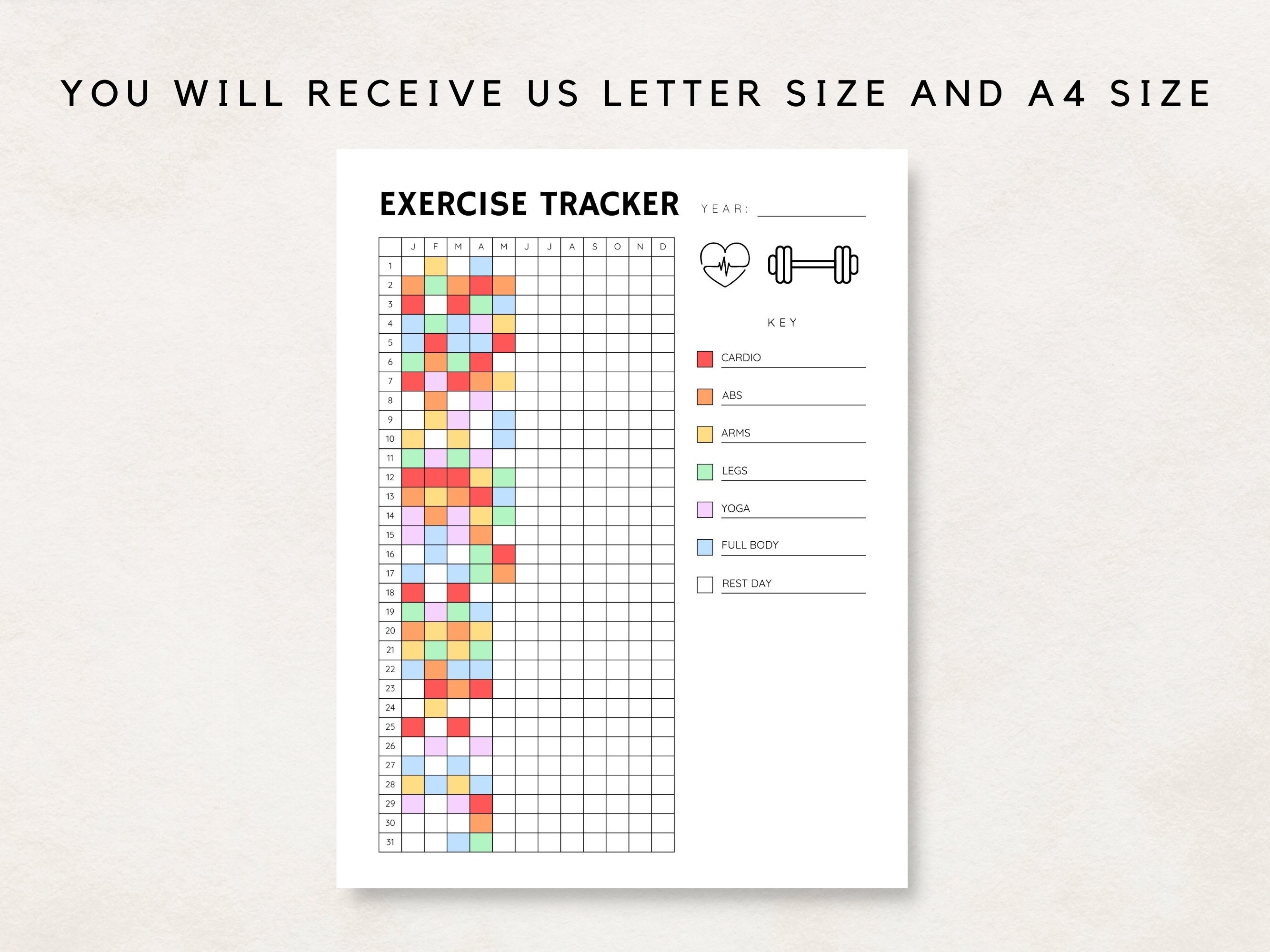 Exercise Tracker Printable, Fitness Tracker, Workout Tracker, Exercise ...