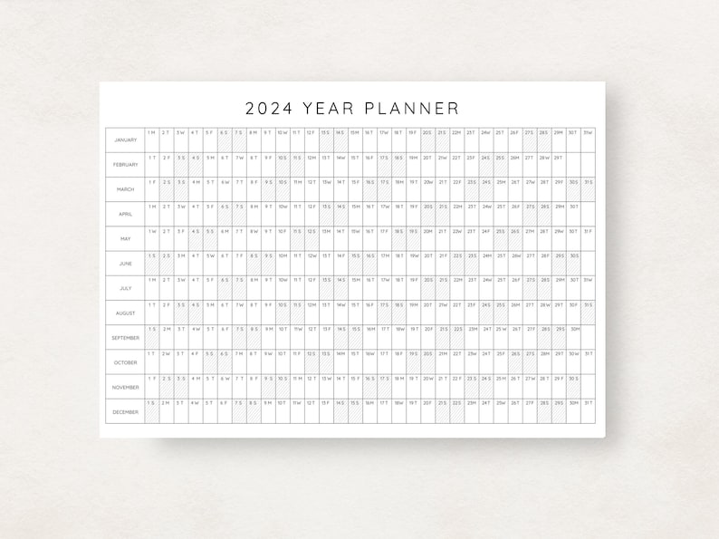 2024 Year Planner Printable, Yearly Planning Calendar, Calendar Poster ...